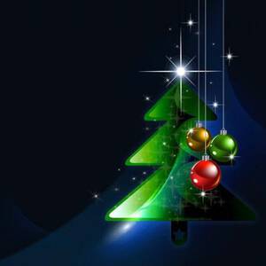 Новогодняя открытка с елкой и подарками