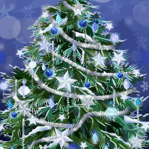 Новогодняя открытка с елкой и подарками